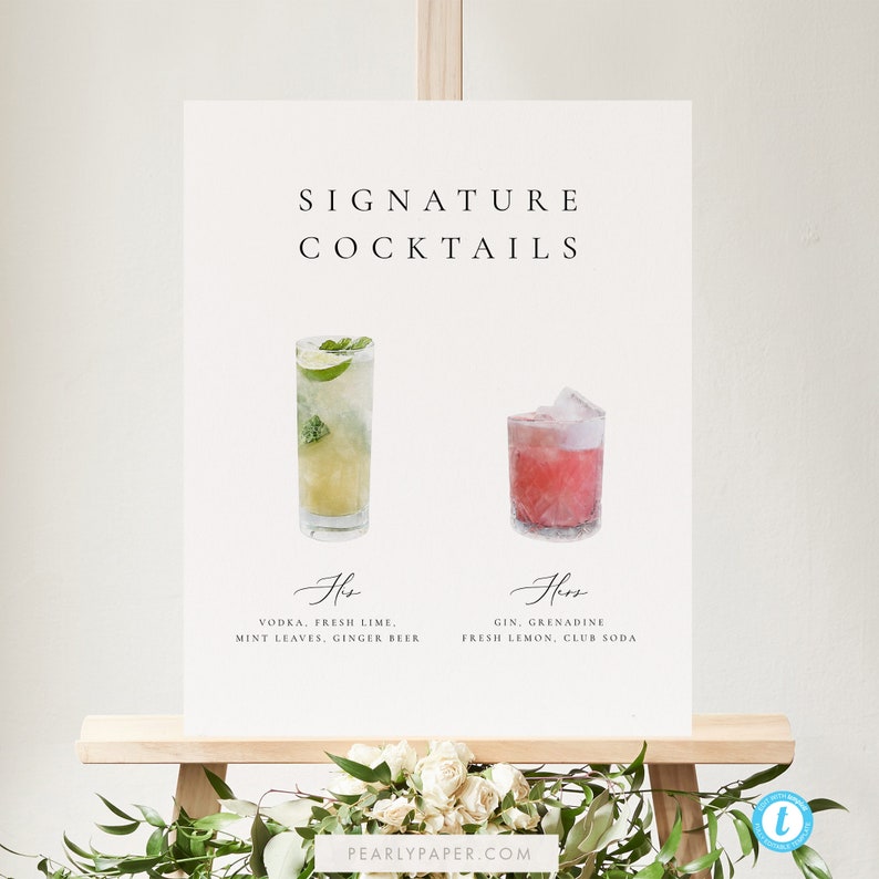 Printable Signature Cocktails Sign Template Download - Etsy UK
