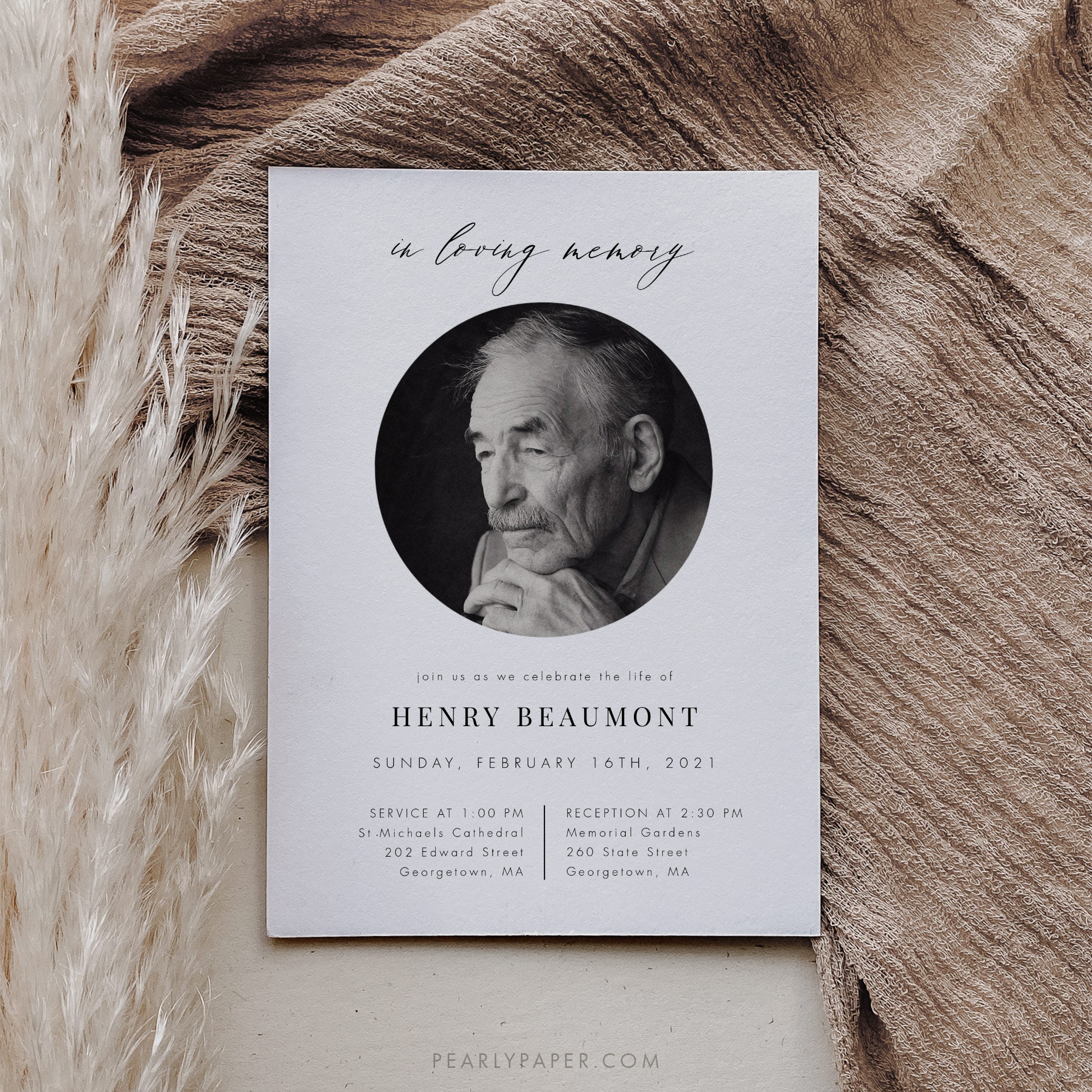 Funeral Announcement Template Minimalist Modern and Simple - Etsy UK