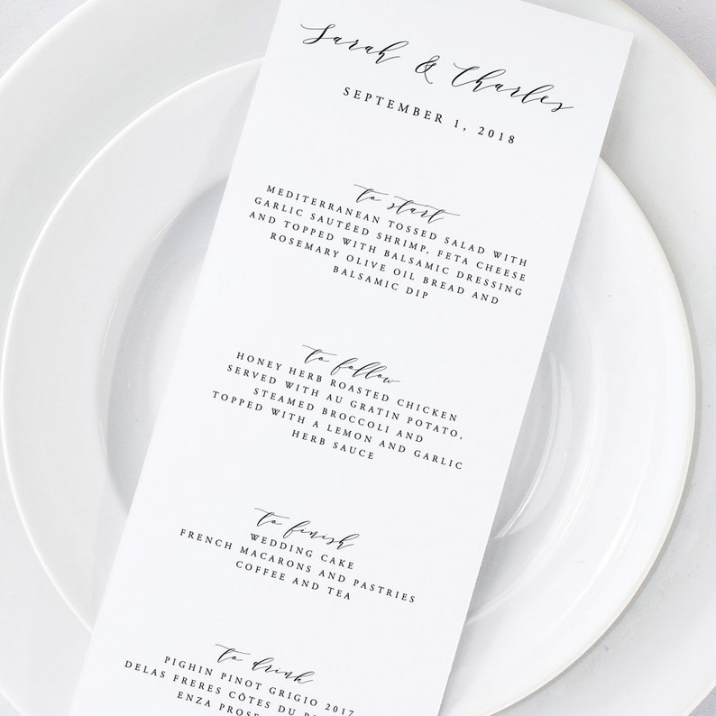 Editable Wedding Menu Template Simple Wedding Menu Elegant - Etsy