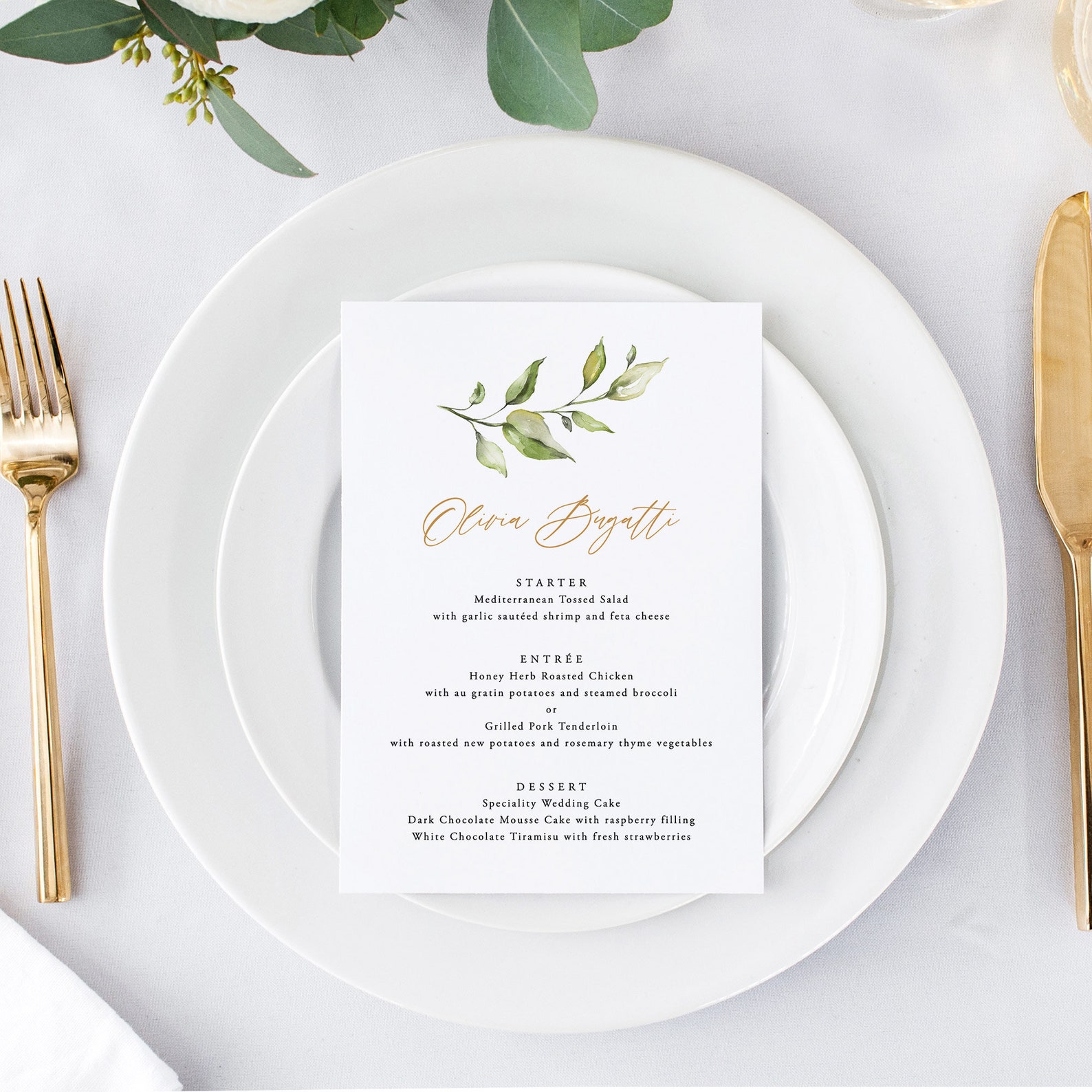 Personalized Wedding Menu Template Download Personalized Menu Printable ...