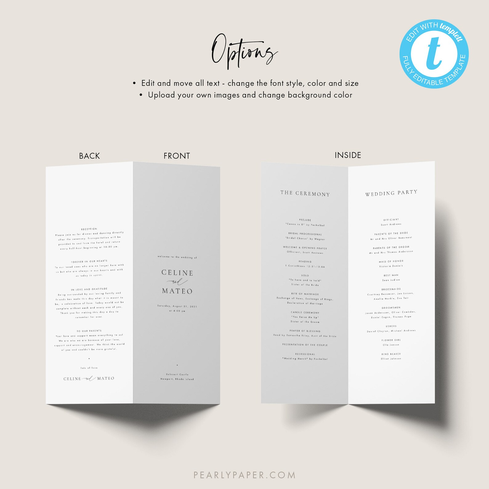 Printable Ceremony Bifold Program Simple Wedding Program - Etsy