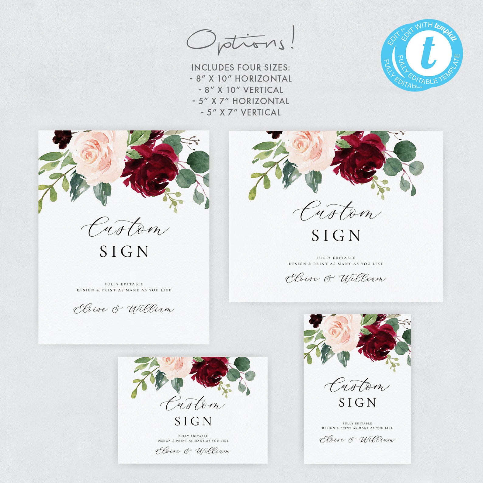 Custom Sign Template Printable Wedding Sign Editable Wedding - Etsy