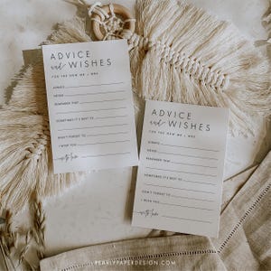 Wedding Advice and Wishes Template, Wedding Advice Card, Editable ...