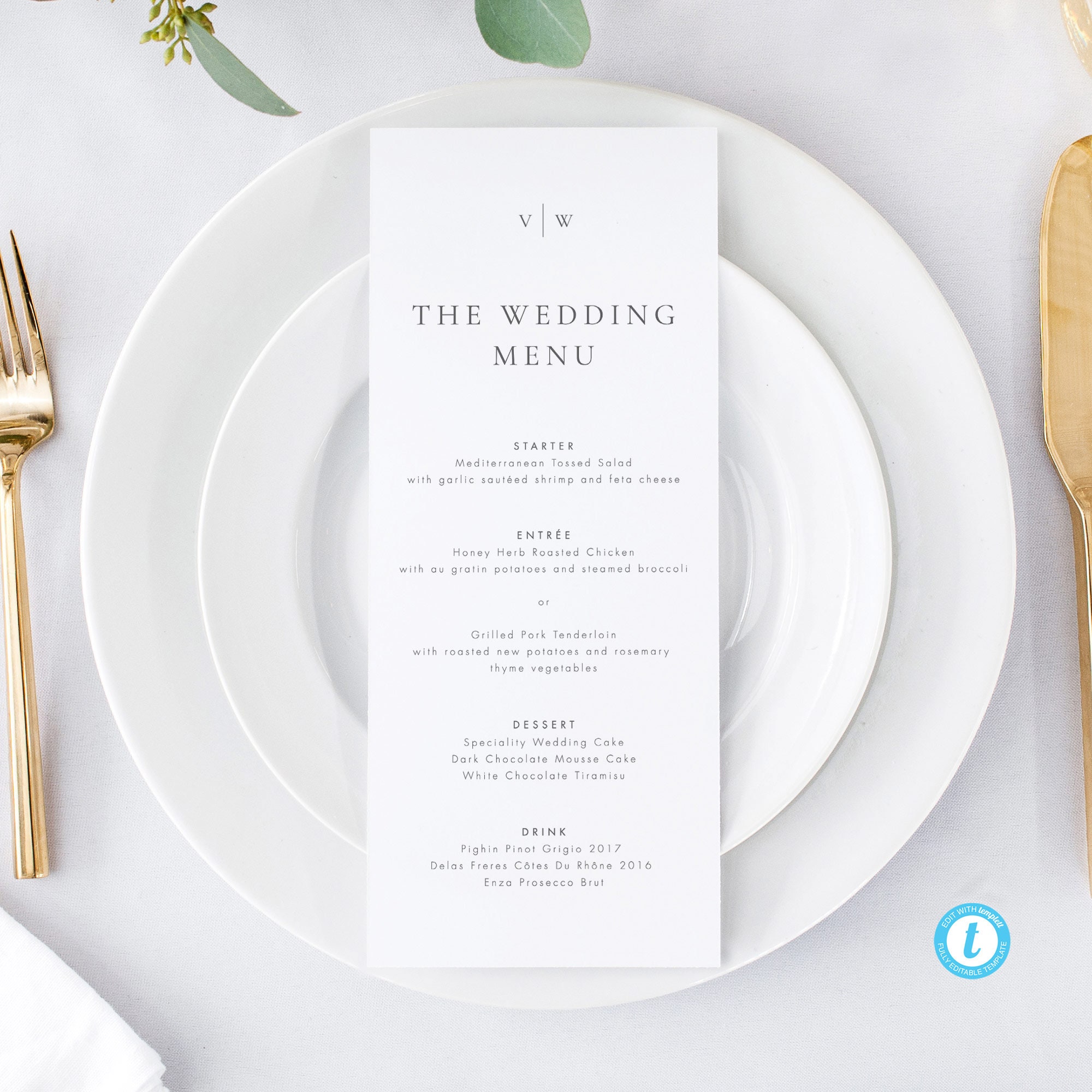 Party Supplies Ethereal Wave Wedding Menu Template INSTANT DOWNLOAD ...