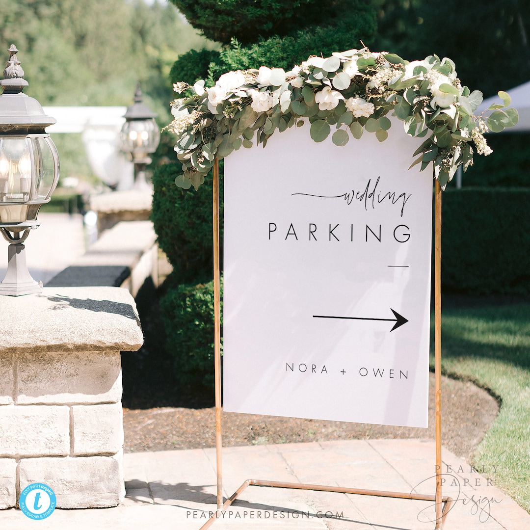 Editable Wedding Parking Sign Template, Minimalist Welcome Parking ...