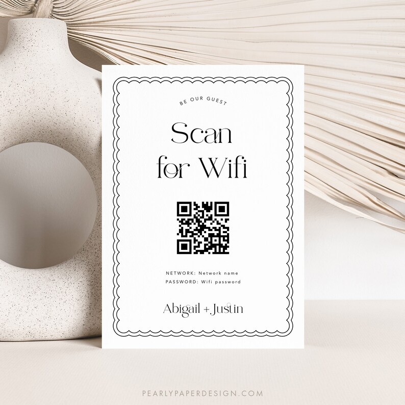 Wifi Password Sign Template, Wedding Wi-fi QR Code Sign, Wifi Password ...