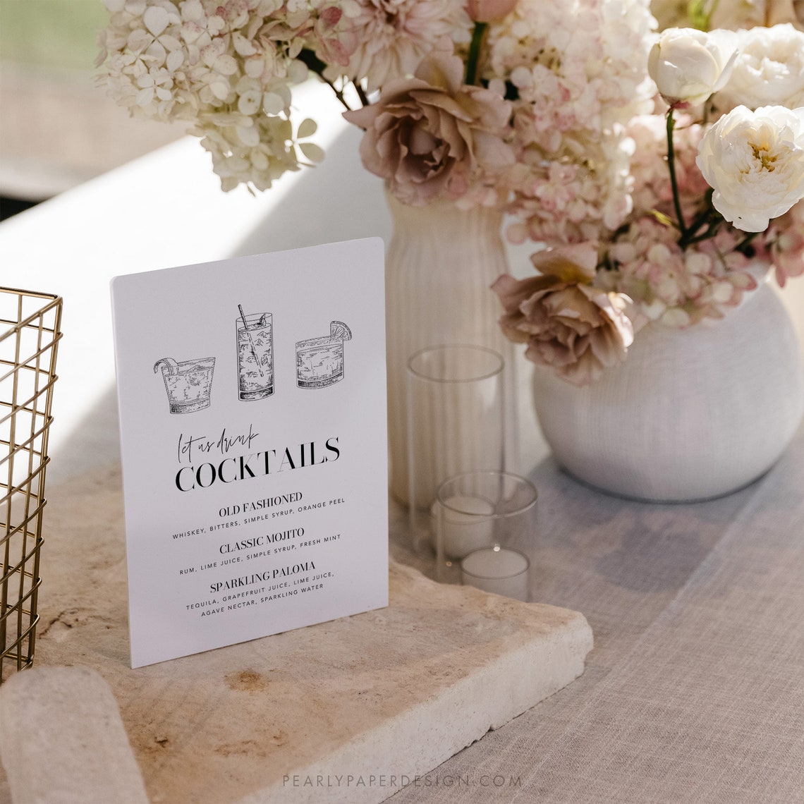 Printable Signature Cocktails Sign Template, Elegant Wedding Bar Sign ...