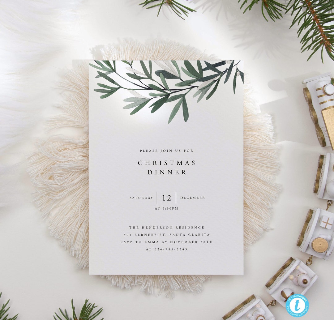Printable Christmas Dinner Invitation Template Christmas Party Invite ...