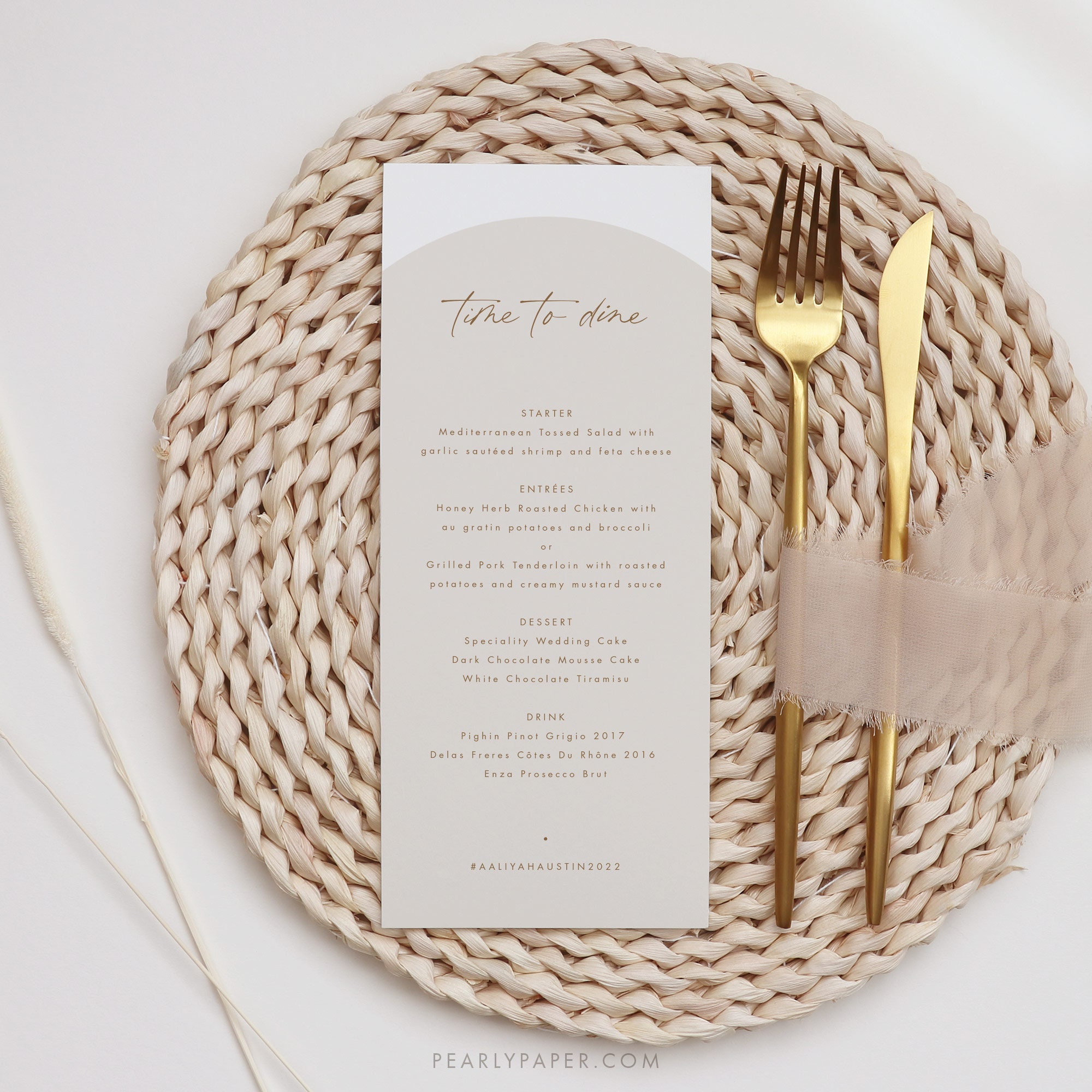 Arch Menu Template Download Modern Wedding Menu Beige Menu | Etsy