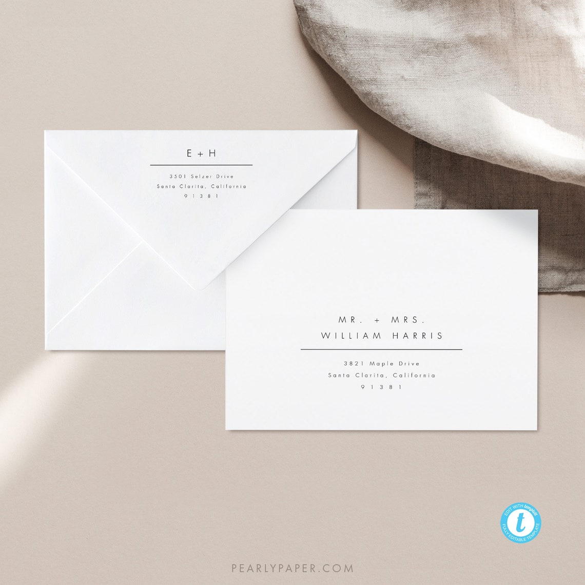 Minimalist Envelope Template Download Modern Address Label - Etsy