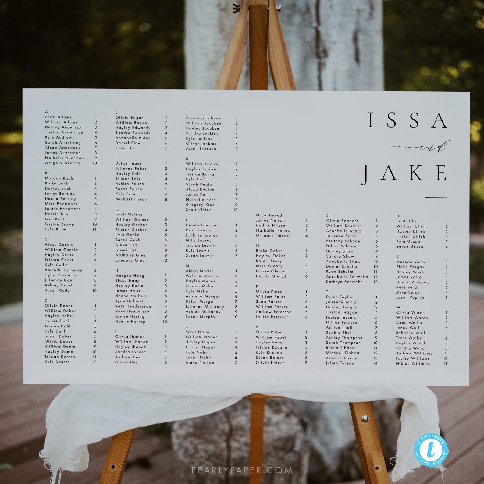 Seating Chart Template Alphabetical Printable Word Searches