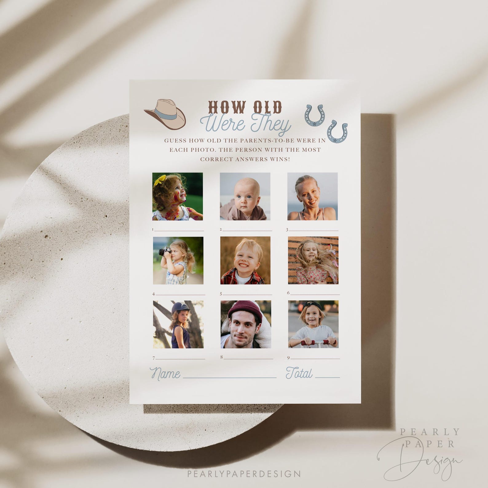 Western How Old Were They Game Template, Cowboy Baby Shower Game, Photo ...
