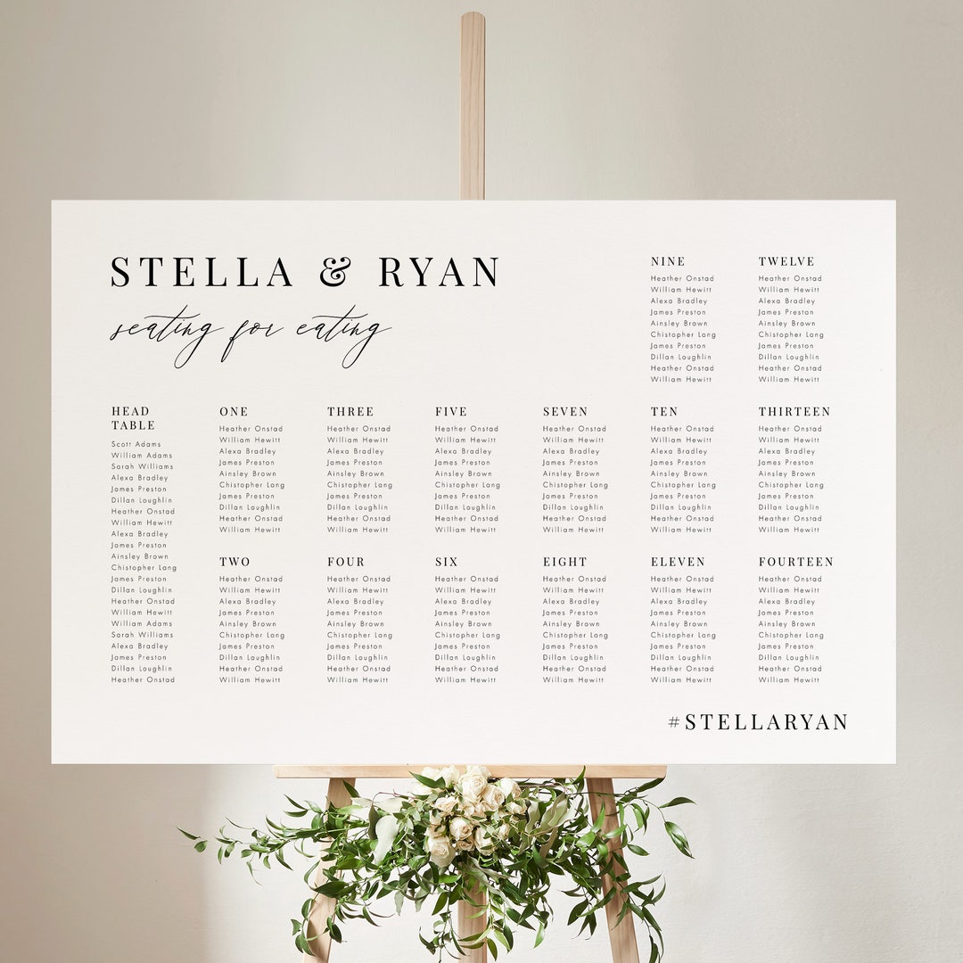 Printable Seating Chart Template Download Minimalist Seating by Table ...