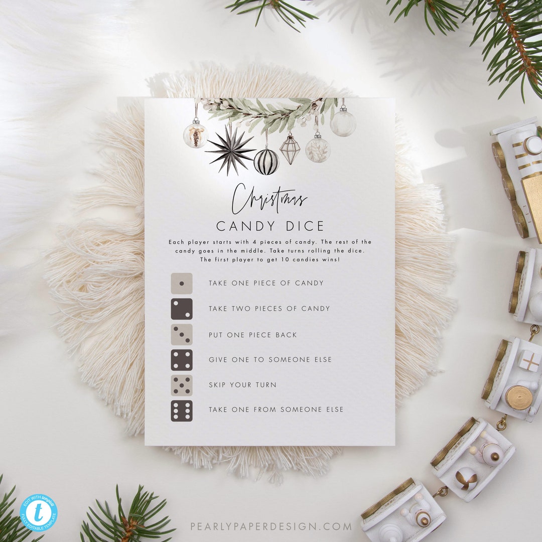 Christmas Candy Dice Game Download, Holiday Candy Game Template ...