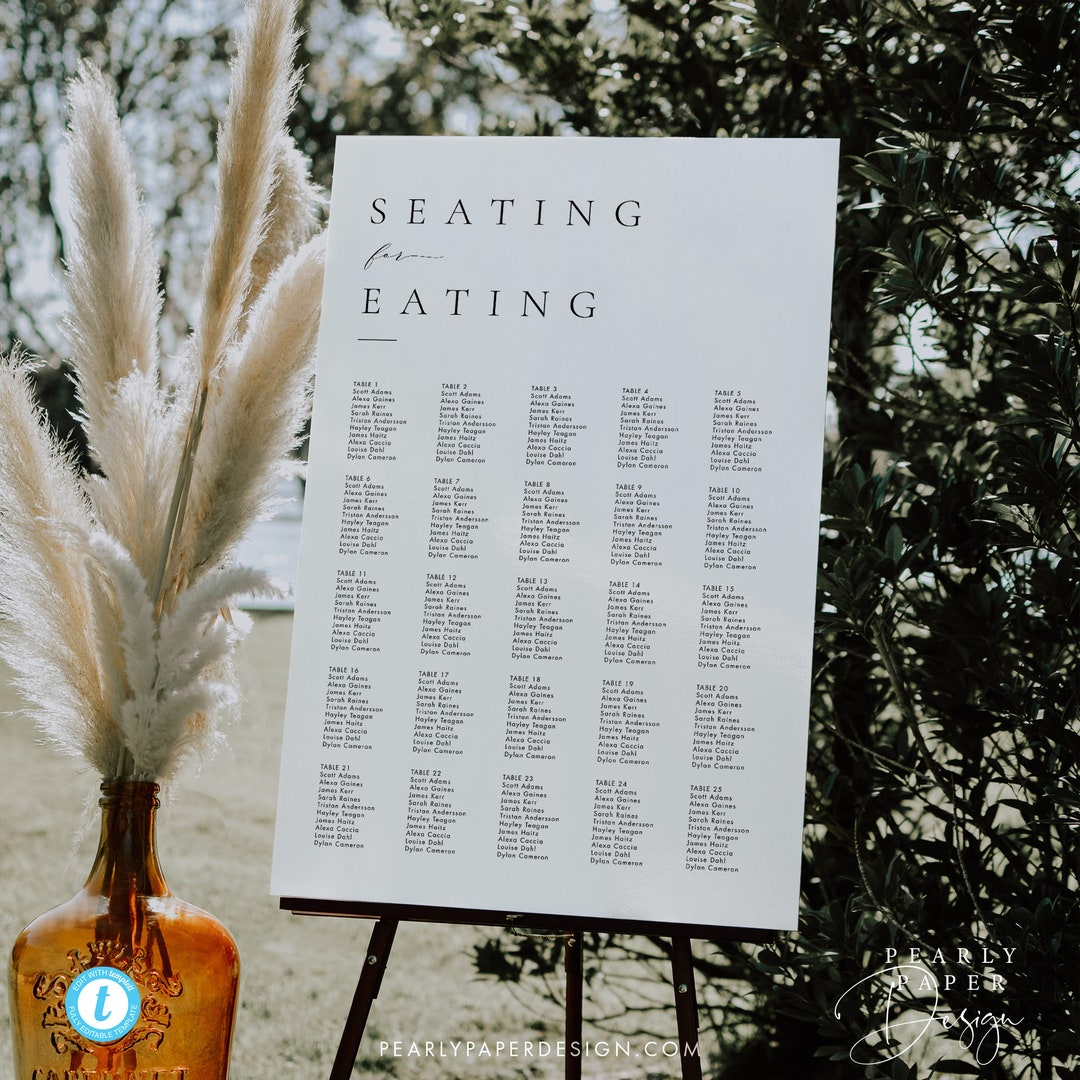 Simple Wedding Seating Chart Template Elegant Minimalist Seating Plan ...