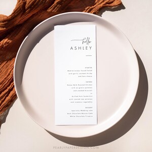 Place Card Wedding Menu Template, Personalized Menu Templett ...