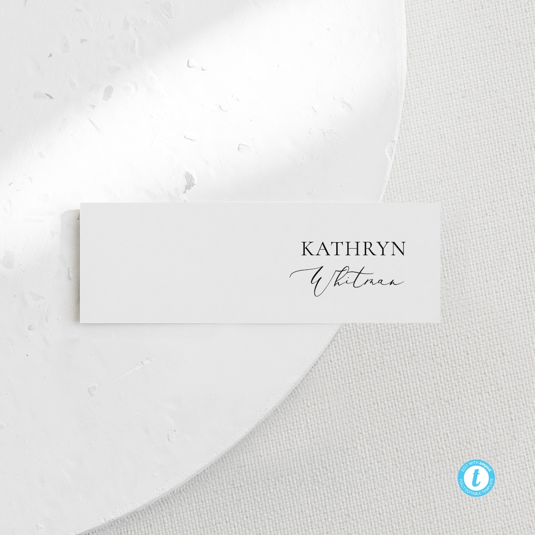 Simple Place Card Template Download Minimalist Name Card Tag Place ...