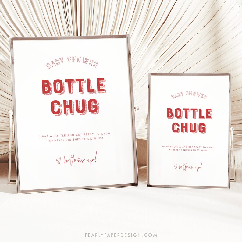Bottle Chug Game Sign Template, Printable Baby Game Sign, Baby Shower ...