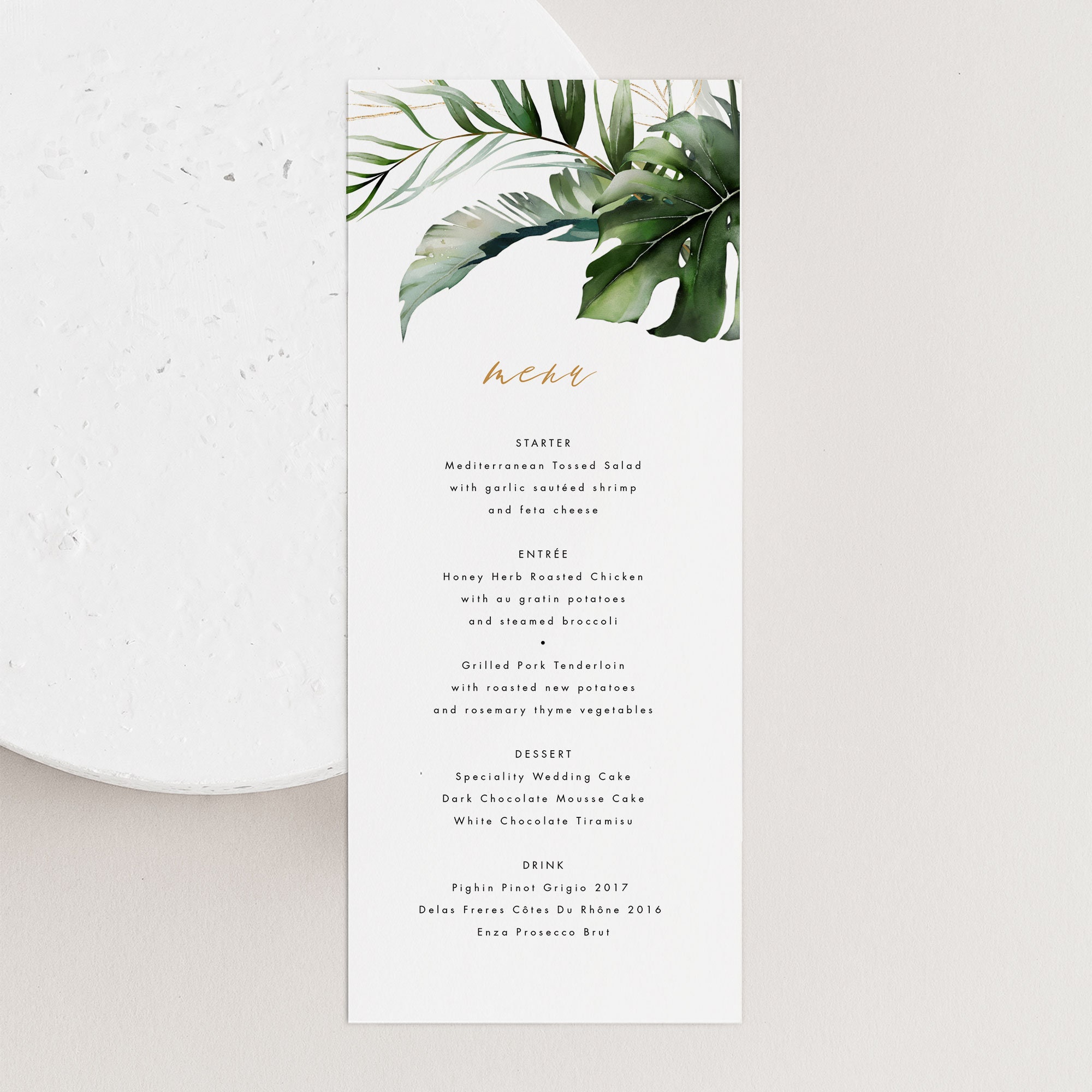 Tropical Menu Template Download Modern Wedding Menu - Etsy