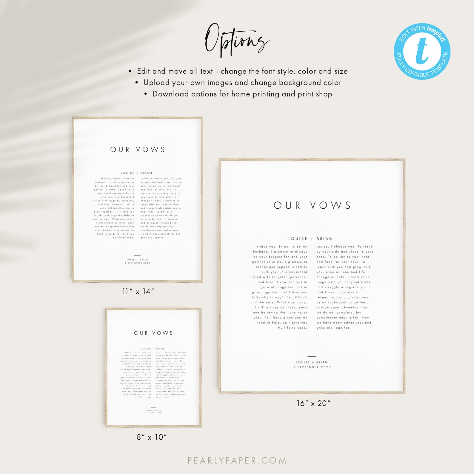 Simple Wedding Vows Template Download Printable Vows - Etsy