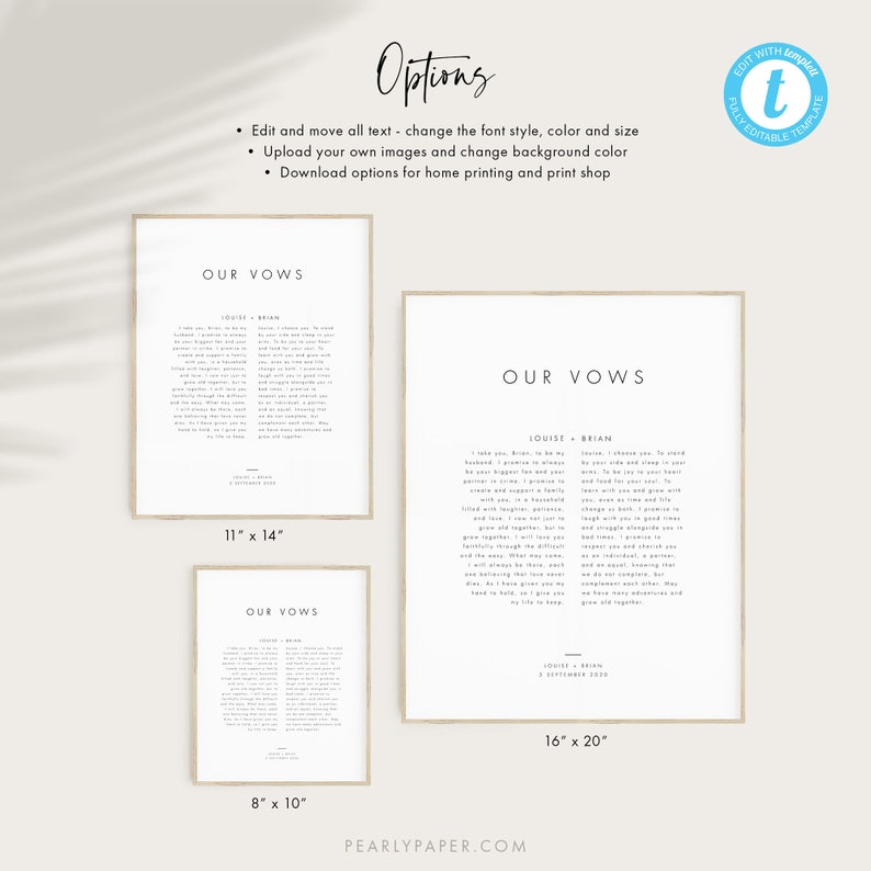 Simple Wedding Vows Template Download Printable Vows - Etsy
