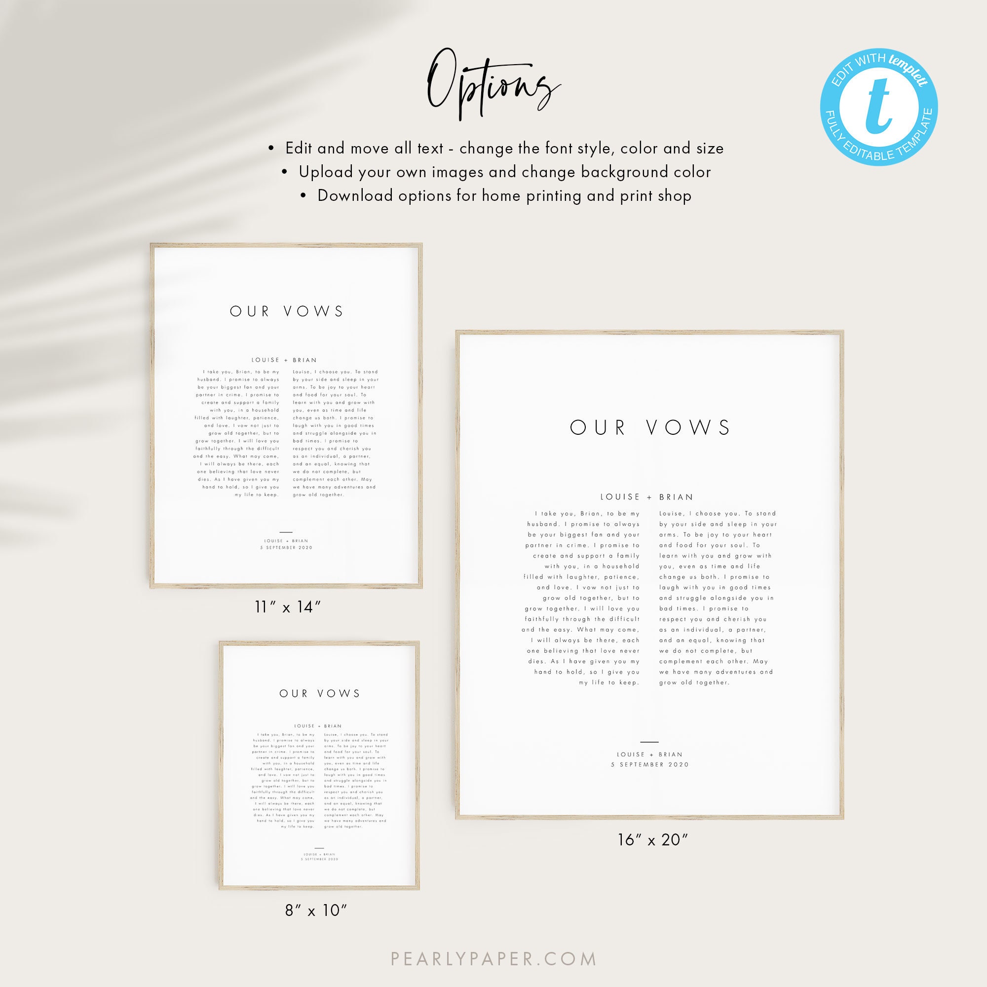 Simple Wedding Vows Template Download Printable Vows - Etsy