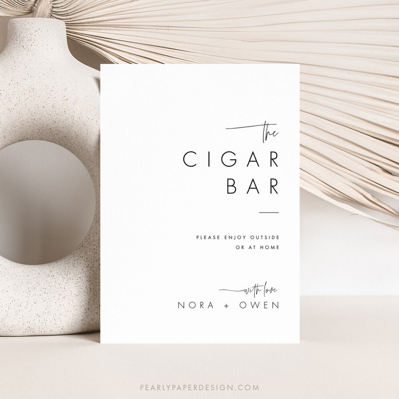 Cigar Bar Sign Template, Wedding Cigar Sign, Modern Minimalist Cigar ...