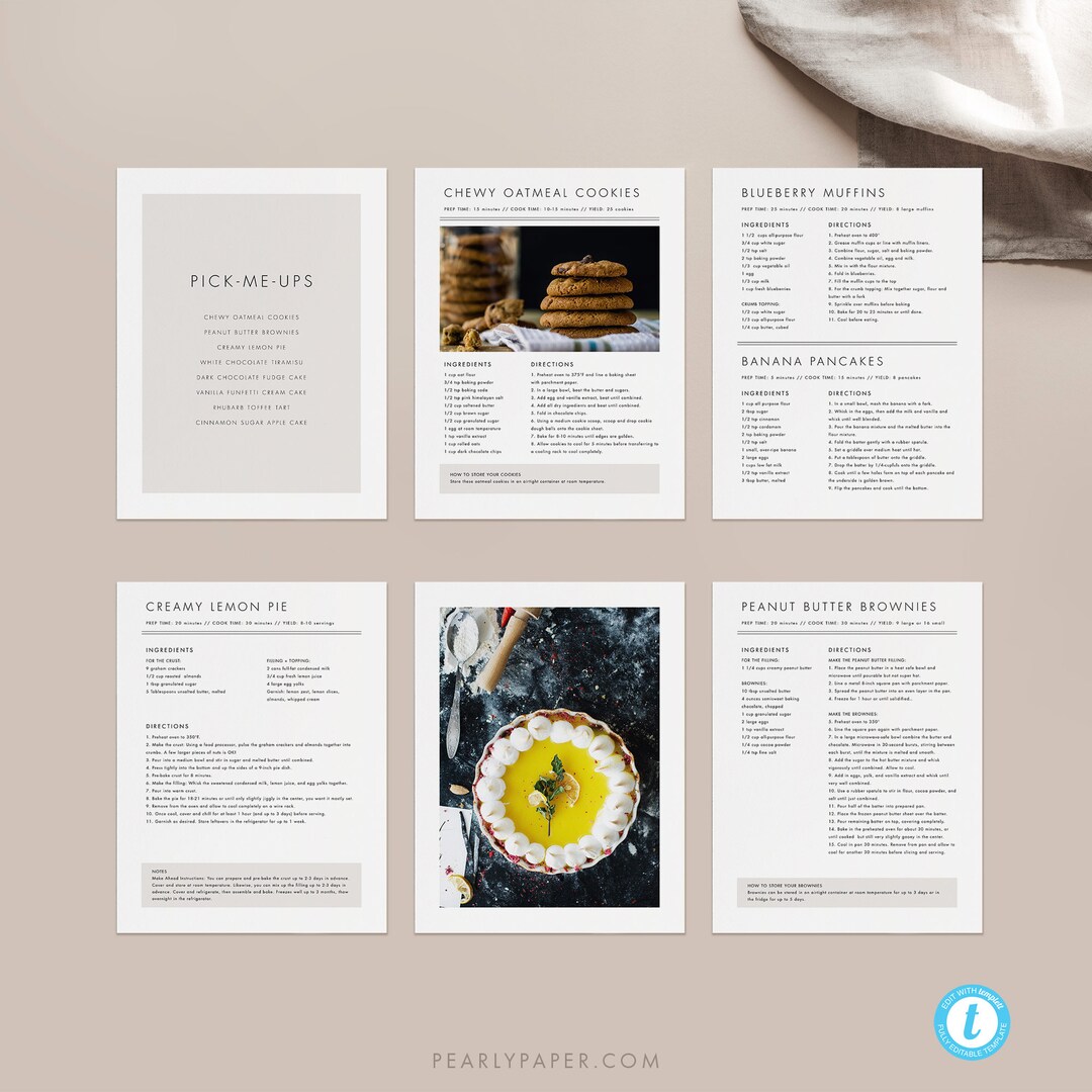 Personalized Recipe Template Download Recipe Bundle Editable Recipe ...