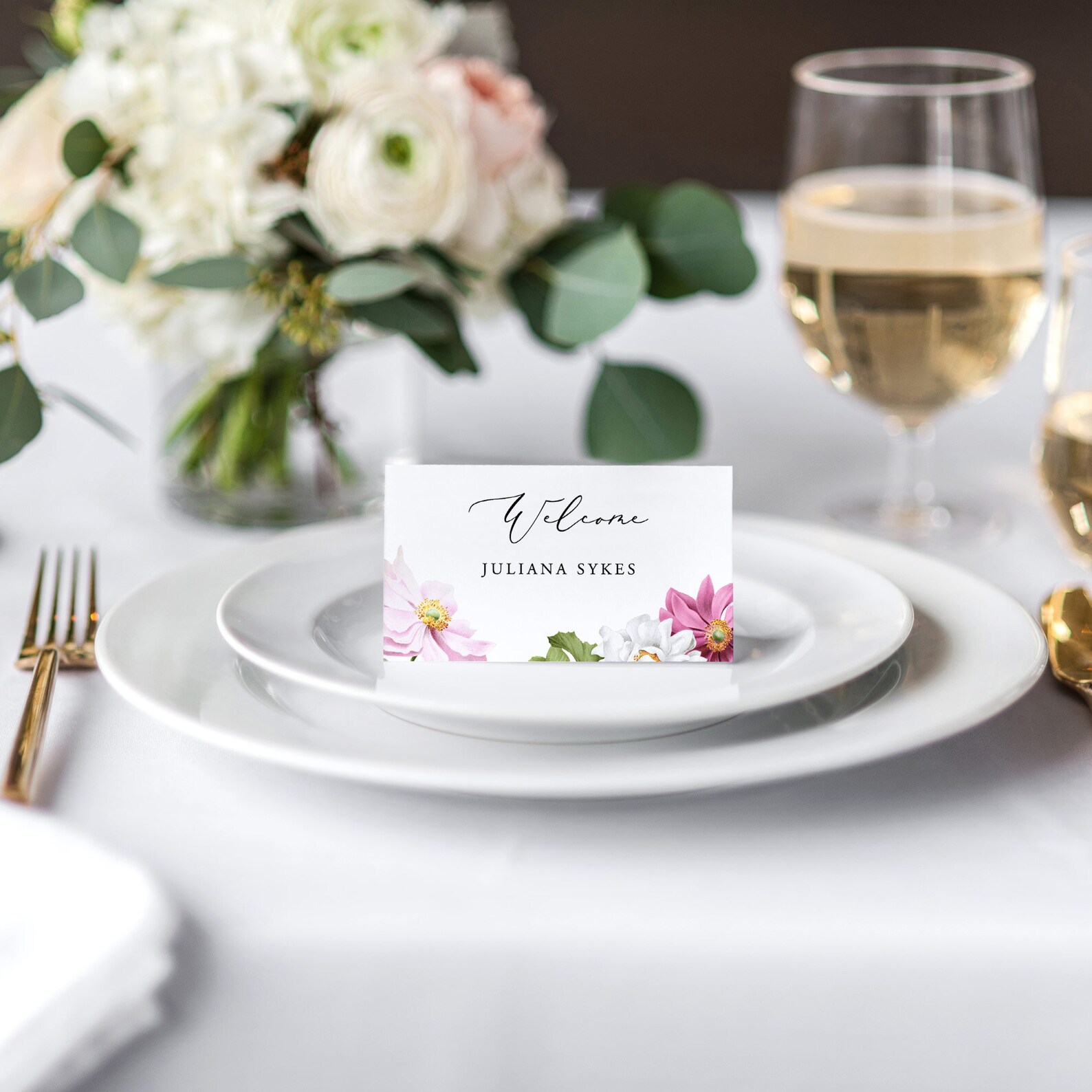 Floral Place Cards Template Printable Wedding Place Card Editable ...