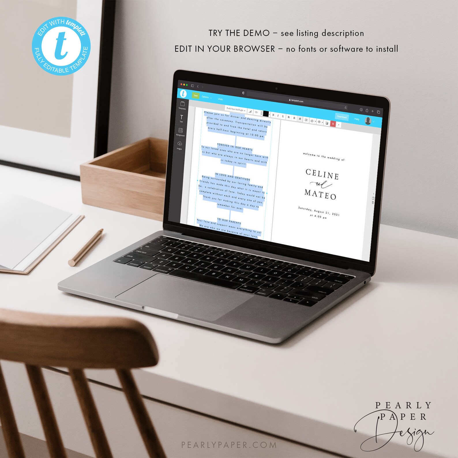 Printable Ceremony Bifold Program Simple Wedding Program - Etsy