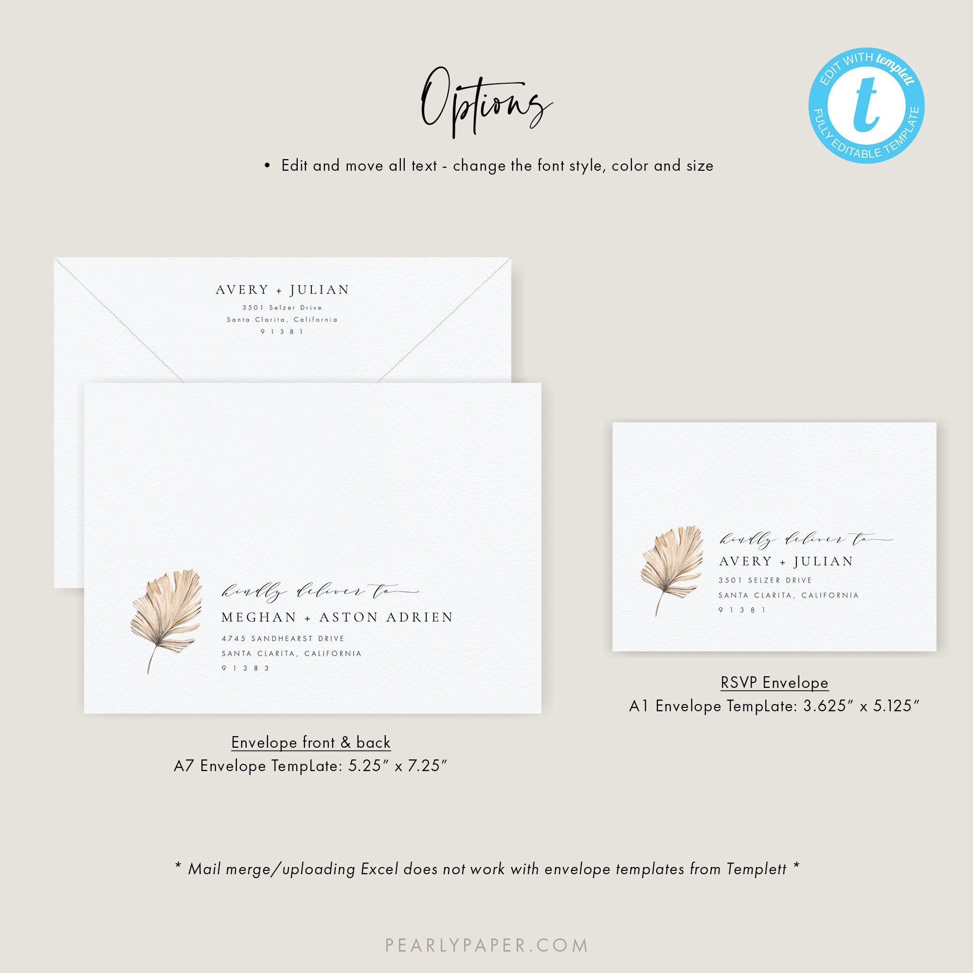 Boho Envelope Template Download Rustic address label | Etsy