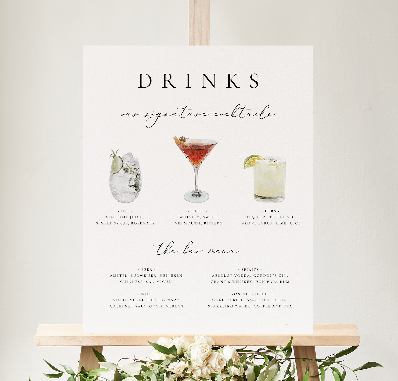 Printable Bar Menu Template Download Signature Cocktails Sign ...