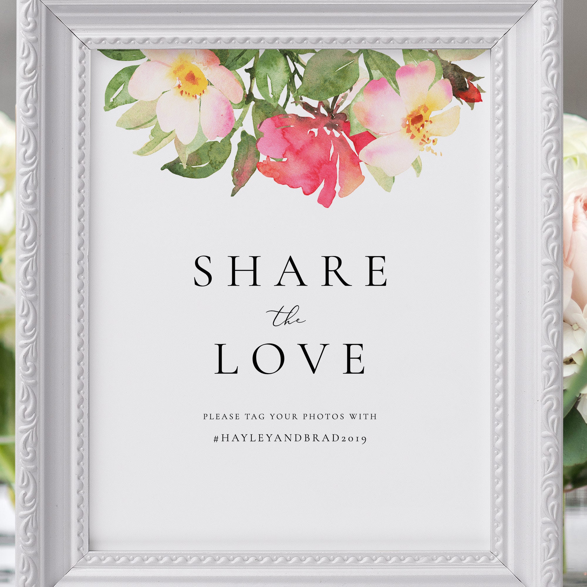 Share the Love Sign Template Wedding Hashtag Sign Instagram | Etsy