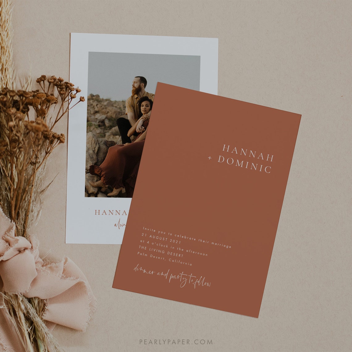 Rust Wedding Invitation Template Digital Download Terracotta - Etsy
