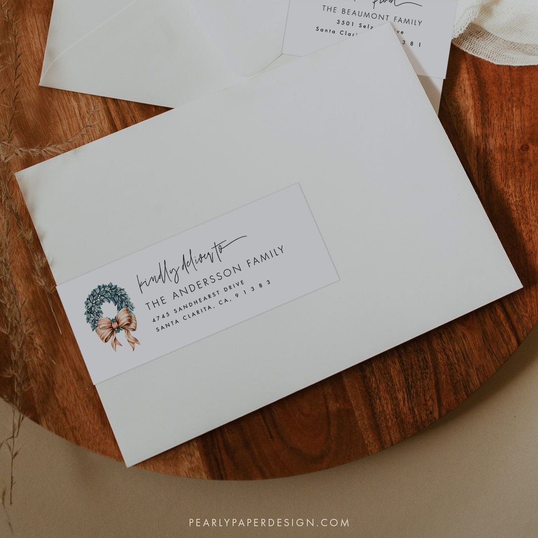 Wraparound Holiday Address Label Template, Printable Address Label for ...