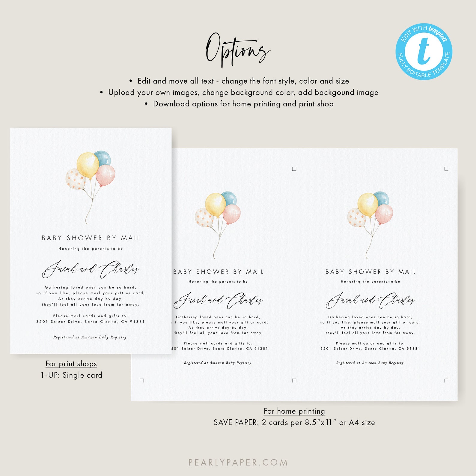 Baby Shower by Mail Template Download Baby Shower From Afar | Etsy