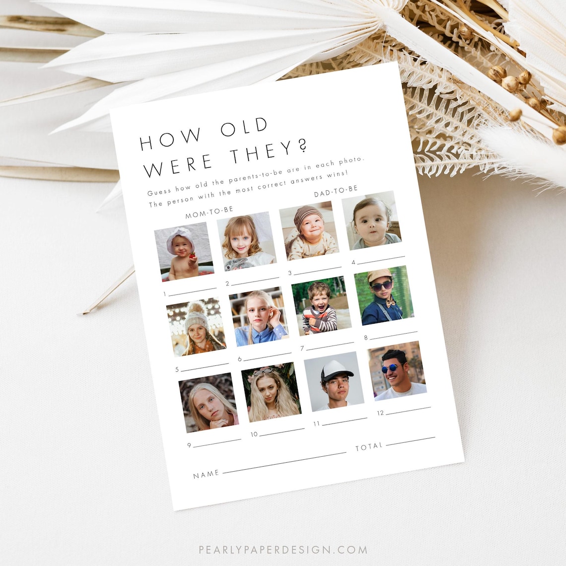 Minimalist How Old Were They Game Template, Modern Baby Shower Game ...