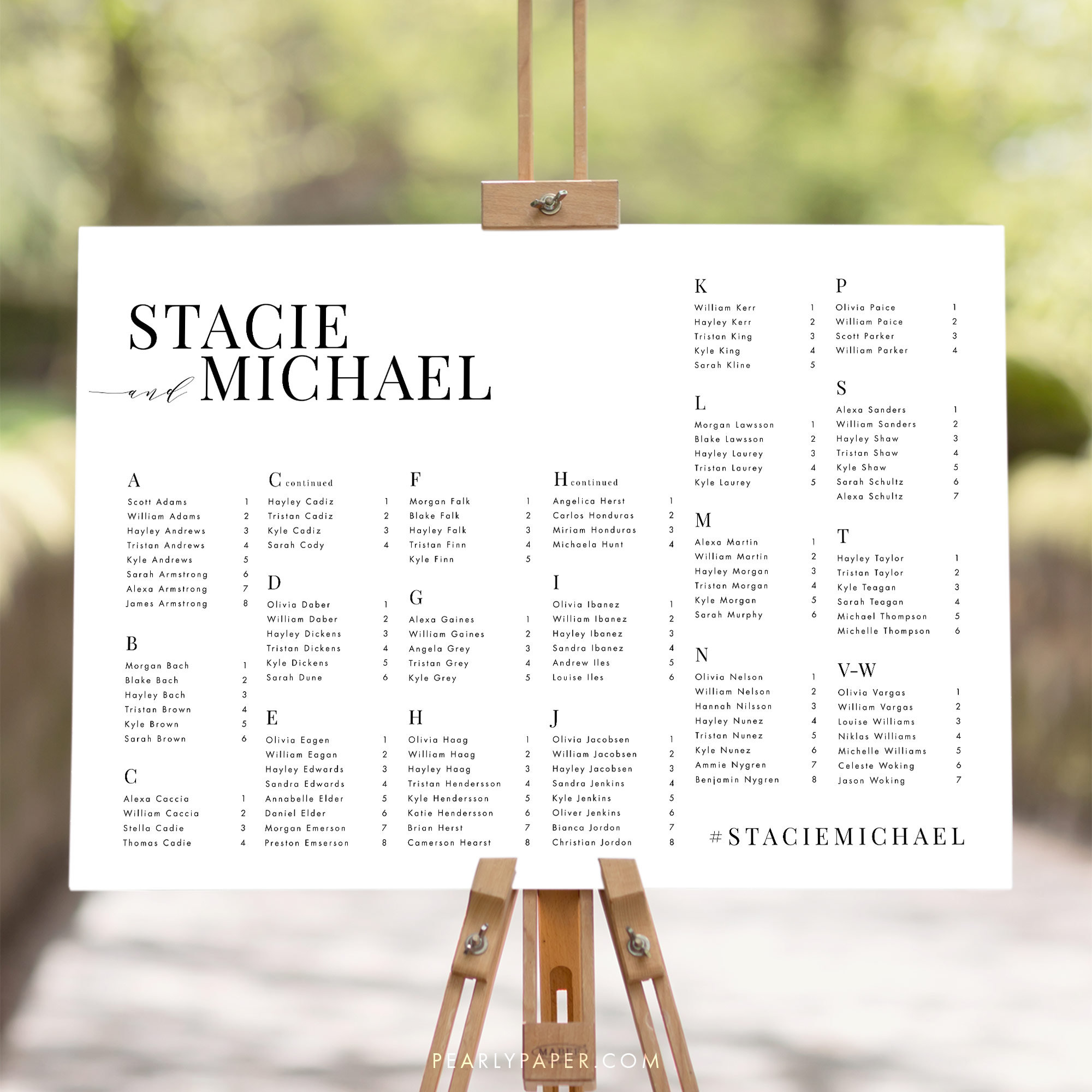 Alphabetical Seating Chart Template Download Elegant - Etsy