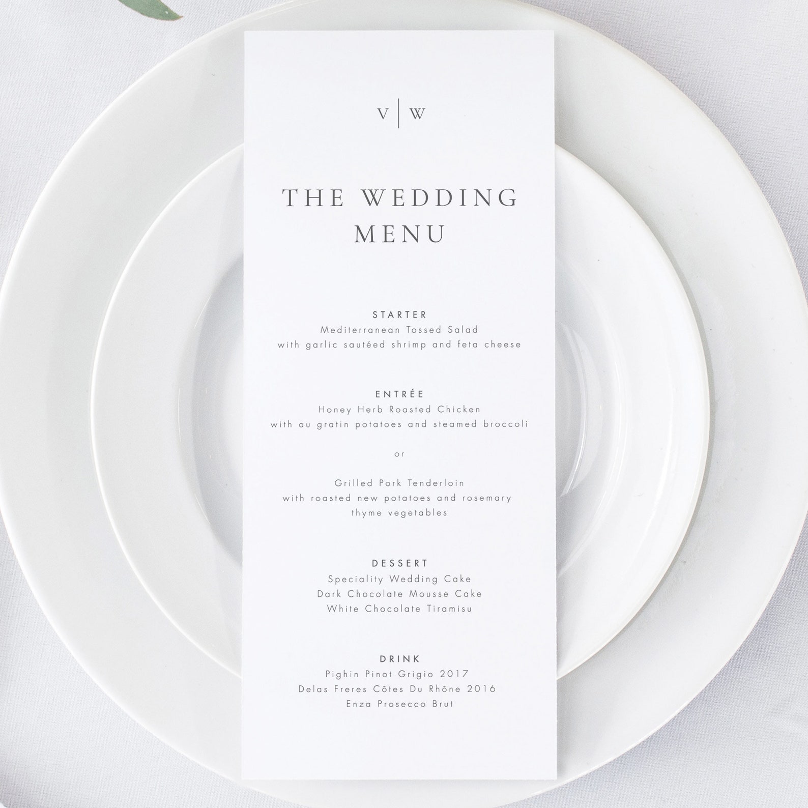 Printable Wedding Menu Template Download Elegant Wedding Menu - Etsy