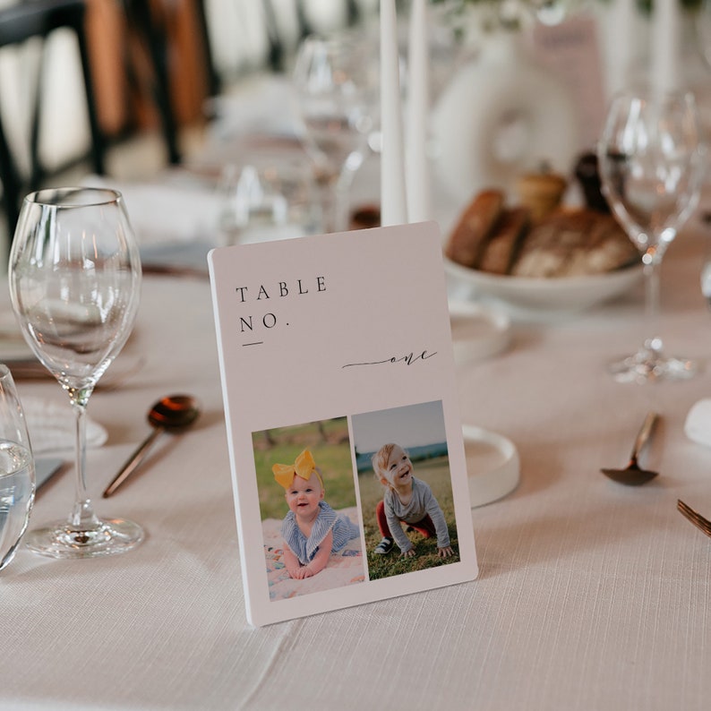 Photo Table Number Template, Baby Photo Table Card, Minimalist Table ...