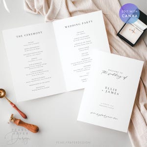 Wedding Program Booklet Template, Modern Wedding Ceremony Program ...