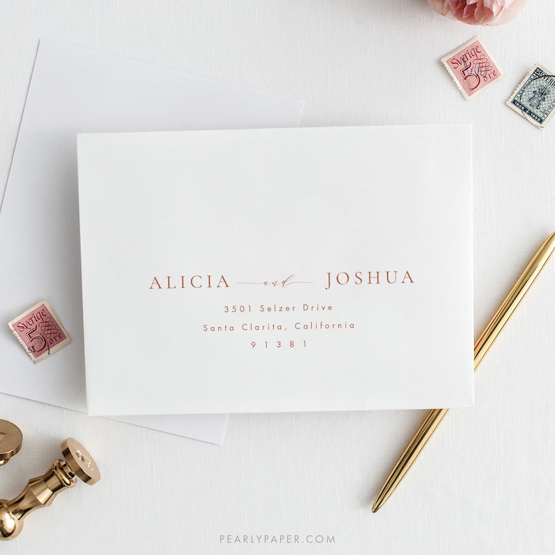 Burnt Orange Envelope Template Desert Wedding Modern Printable | Etsy