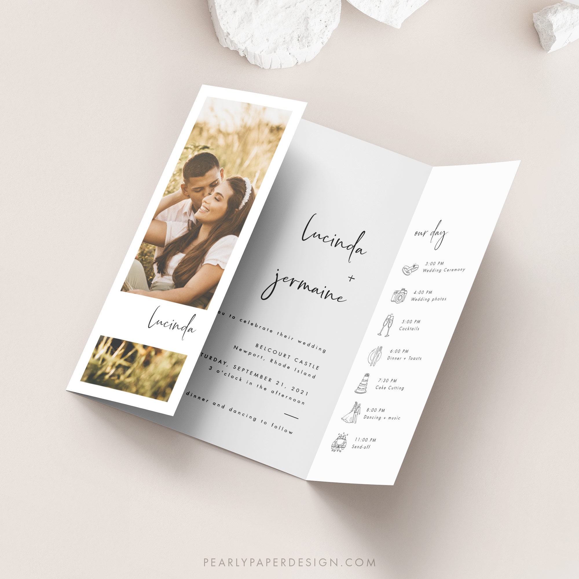 Gatefold Wedding Invitation Template Download Printable | Etsy