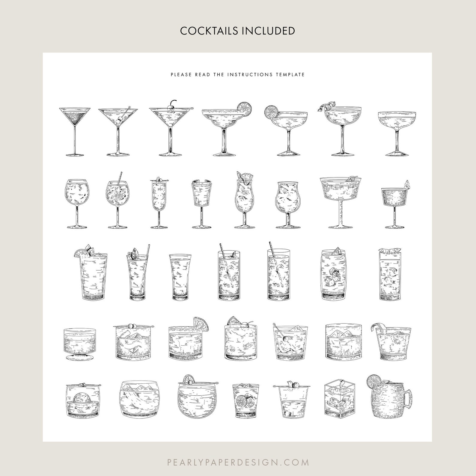 Printable Signature Cocktails Sign Template, Minimalist Wedding Bar ...