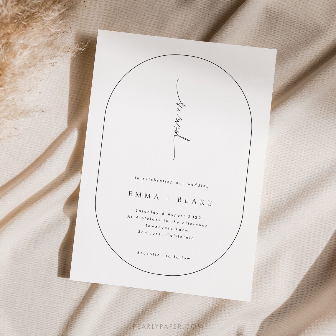 Oval Arched Wedding Invitation Template Download Printable | Etsy Australia