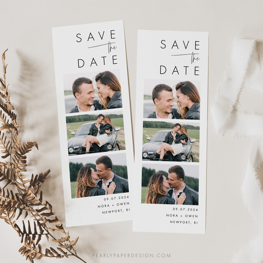Photo Strip Save the Date Template, Photo Booth Save Our Date Card ...