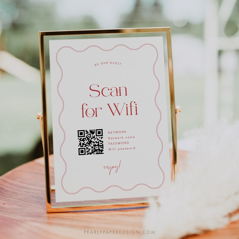Wifi Password Sign Template, Wedding Wi-fi QR Code Sign, Wifi Password ...