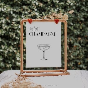 Champagne Sign Template Download, Modern Wedding Drinks Sign, Printable ...