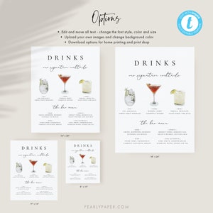 Printable Bar Menu Template Download Signature Cocktails Sign - Etsy