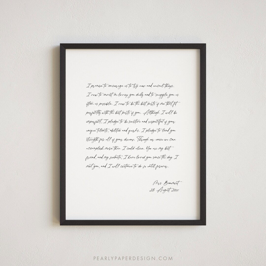 Printable Wedding Vows Template, Handwritten Vows Anniversary Vows ...